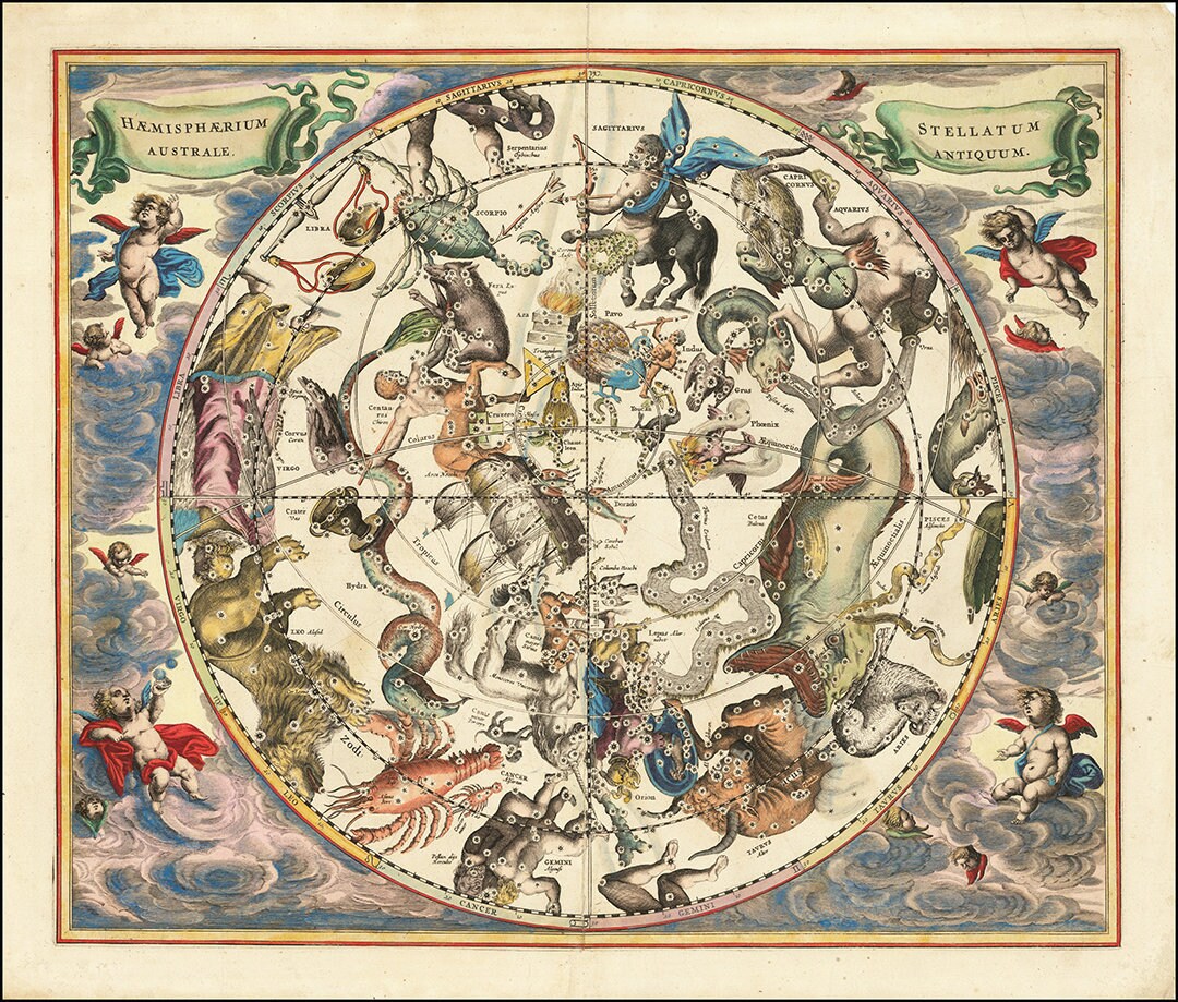 Celestial Chart by Andreas Cellarius - 1660 Celestial Map of the ...