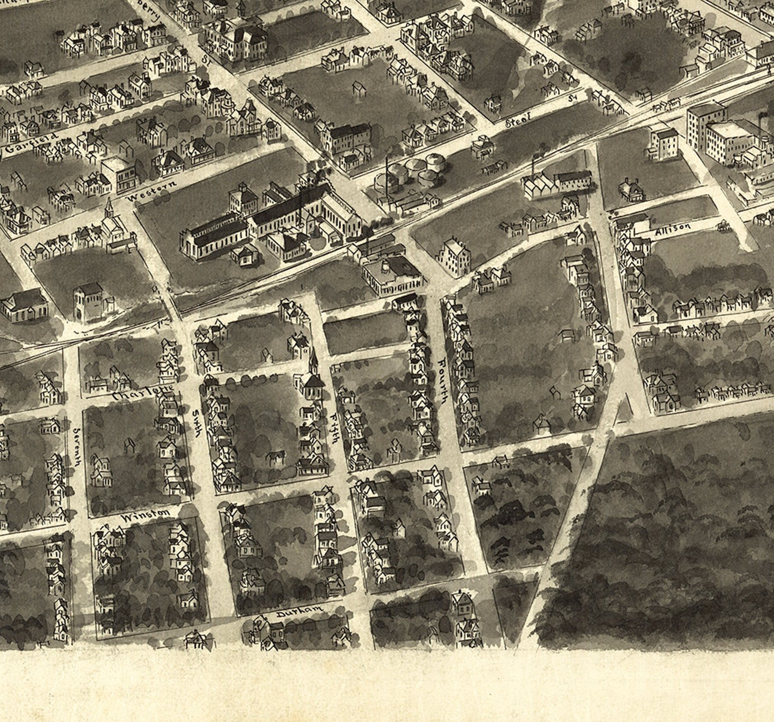 Map of Statesville, Iredell Co., North Carolina NC 1907. Vintage ...