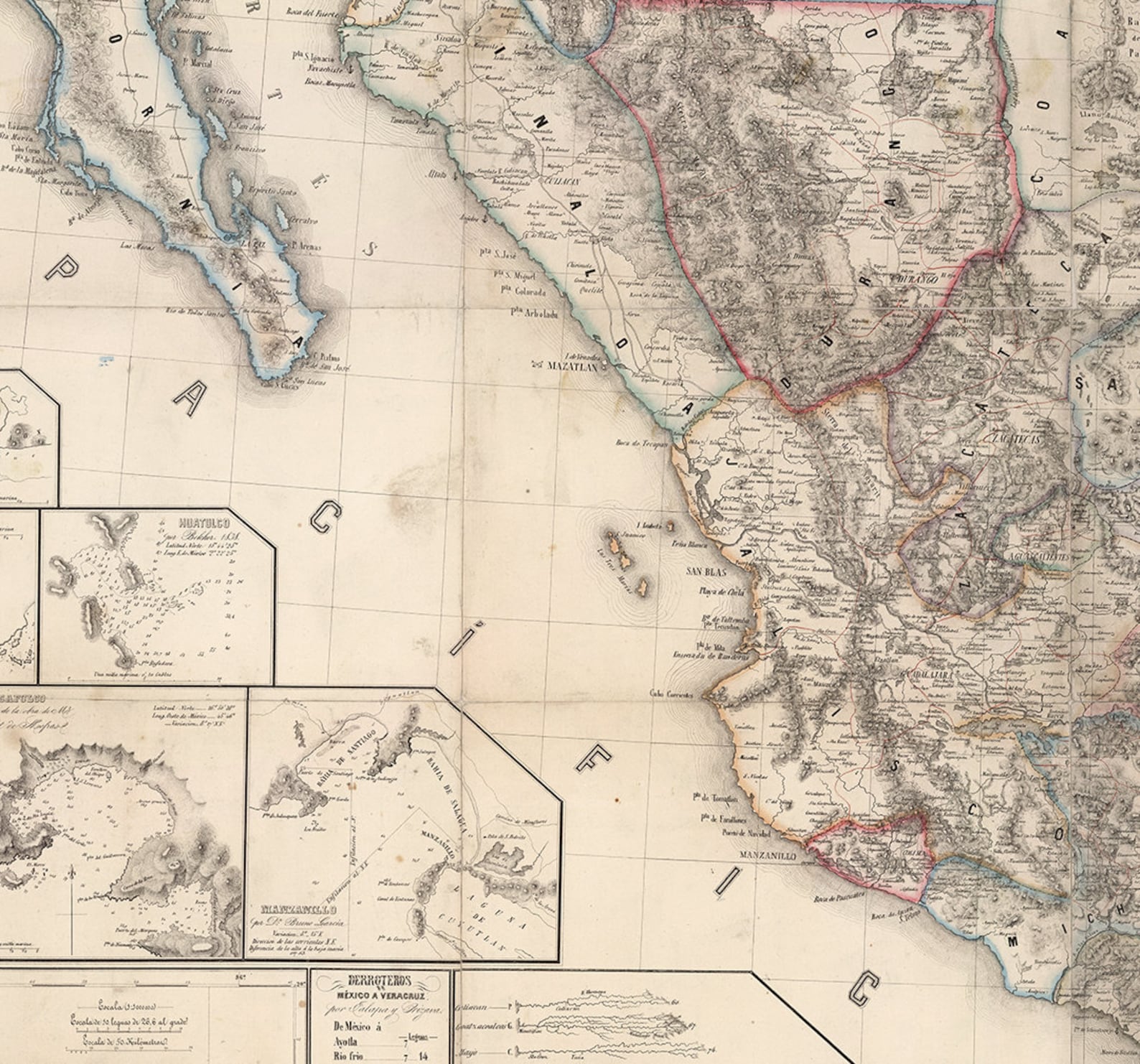 Map of Mexico 1863. Carta General De La Republica Mexicana. Vintage ...