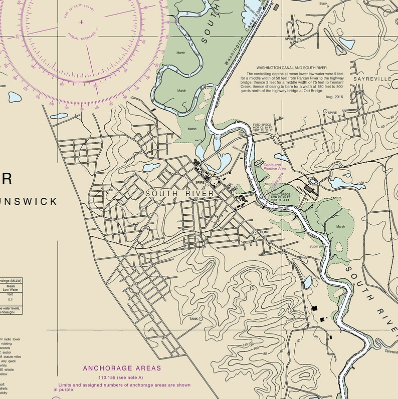 Nautical Chart of Raritan River Raritan Bay to New Brunswick. - Etsy