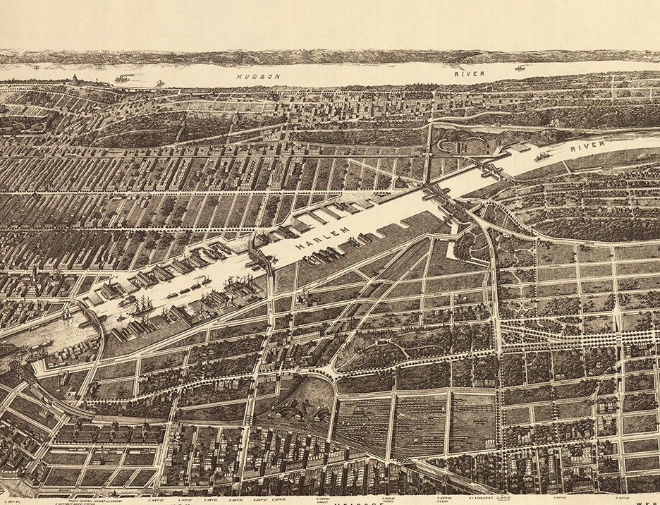 Map of Manhattan 23rd and 24th Wards Lying Westerly of the NY | Etsy