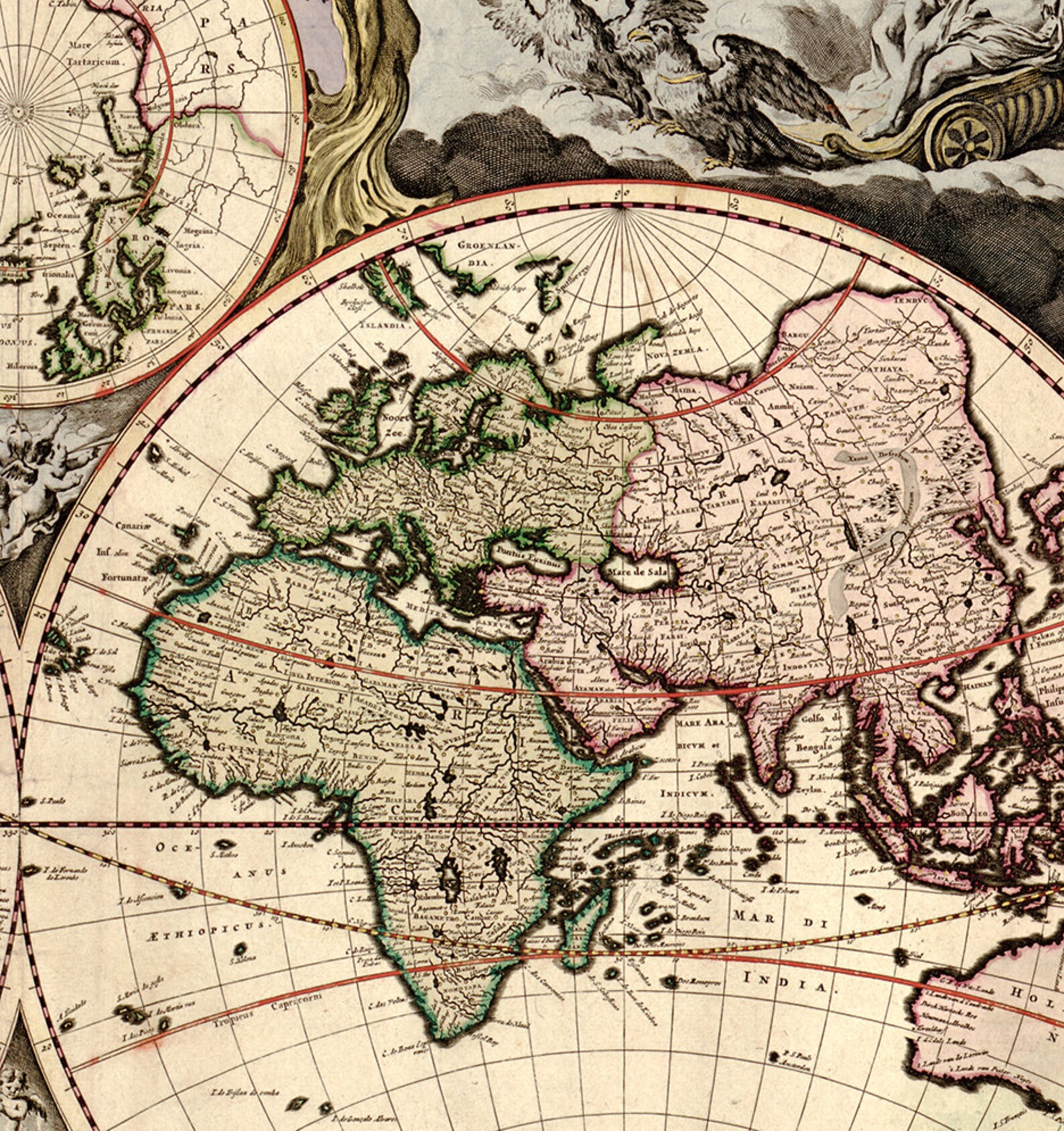 World Atlas Map of 1690 by Nicolao Visscher. Restoration Hardware Home ...