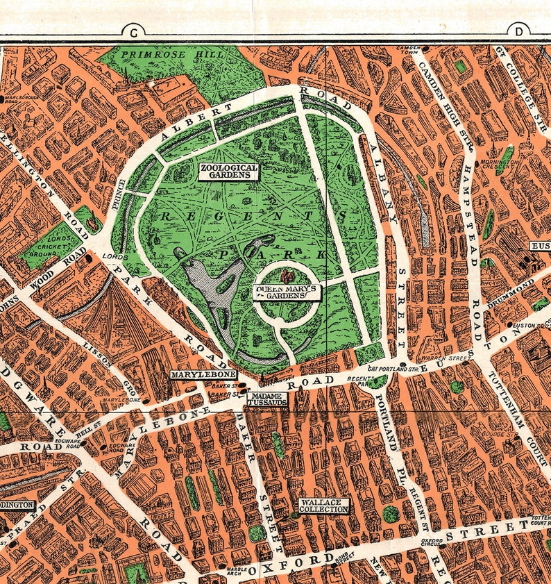 Pictorial Map of London England U.K. 1925. Vintage | Etsy