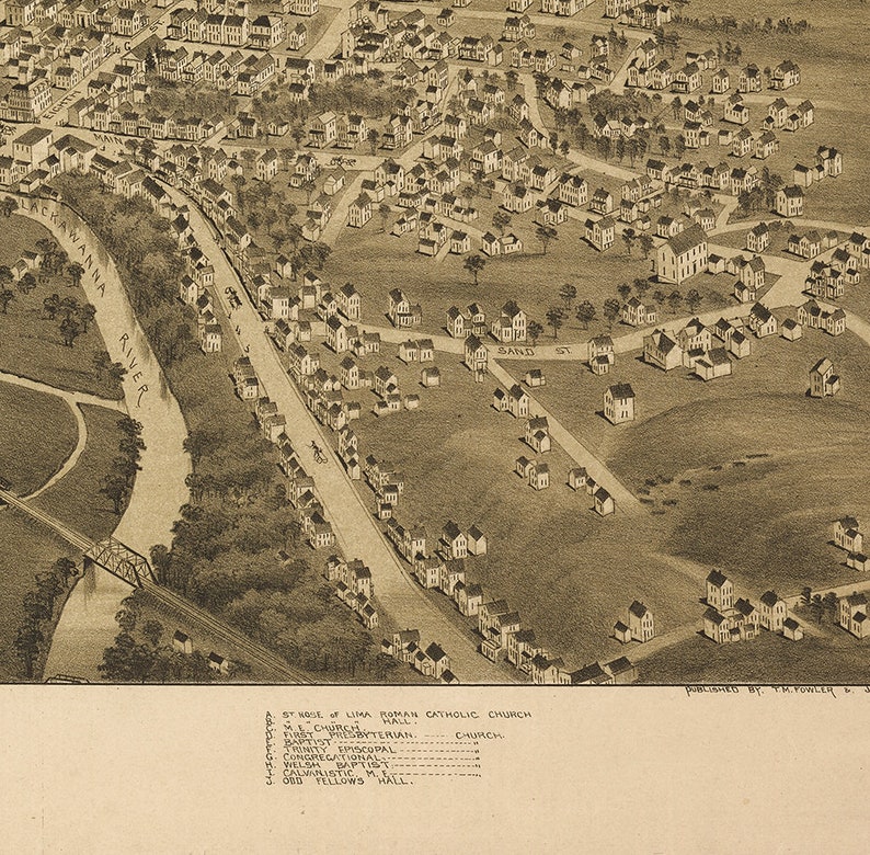 Map of Carbondale Lackawanna County Pennsylvania PA 1890. - Etsy