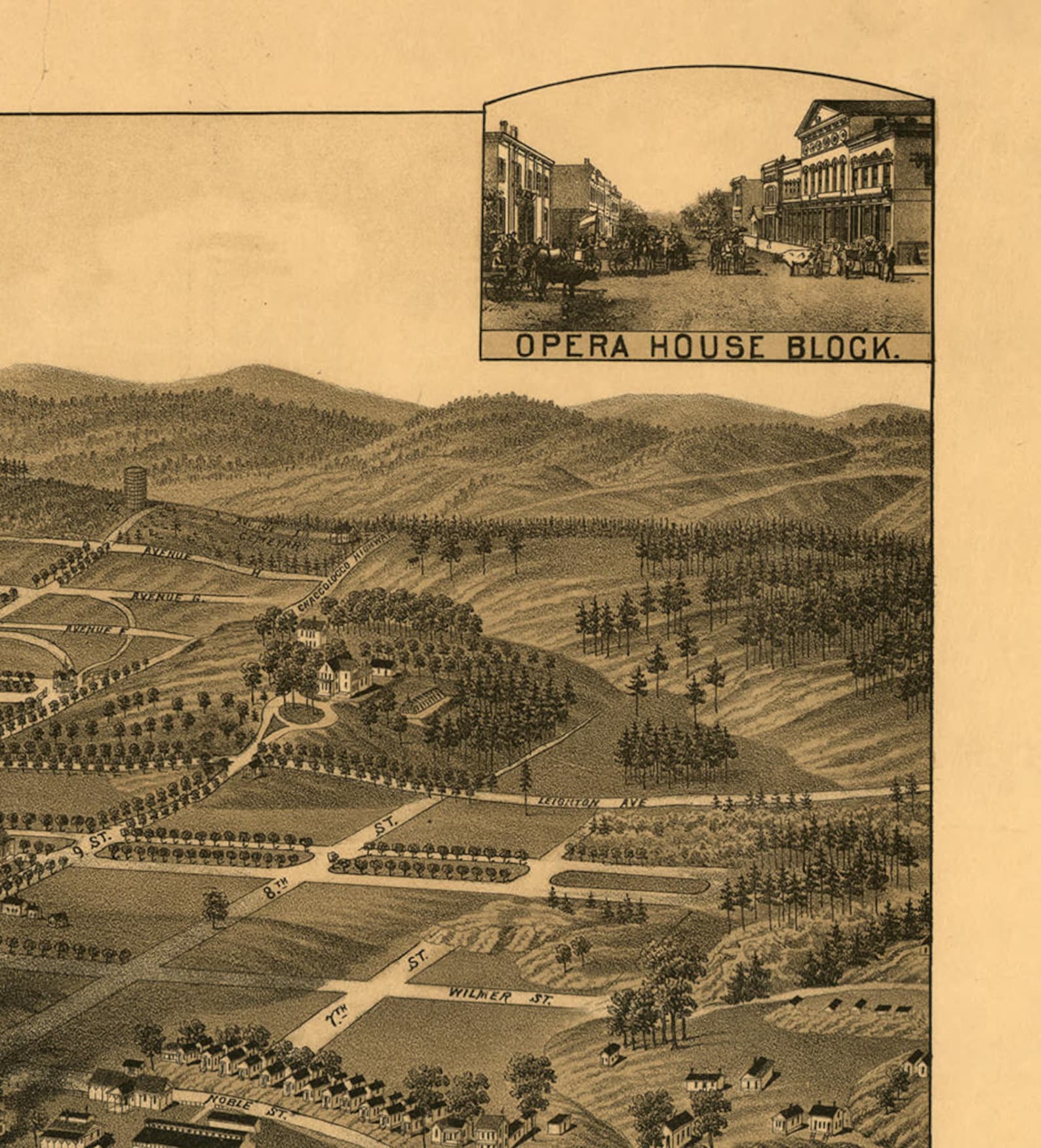 Map of Anniston Calhoun Co Alabama AL. 1887. Vintage - Etsy