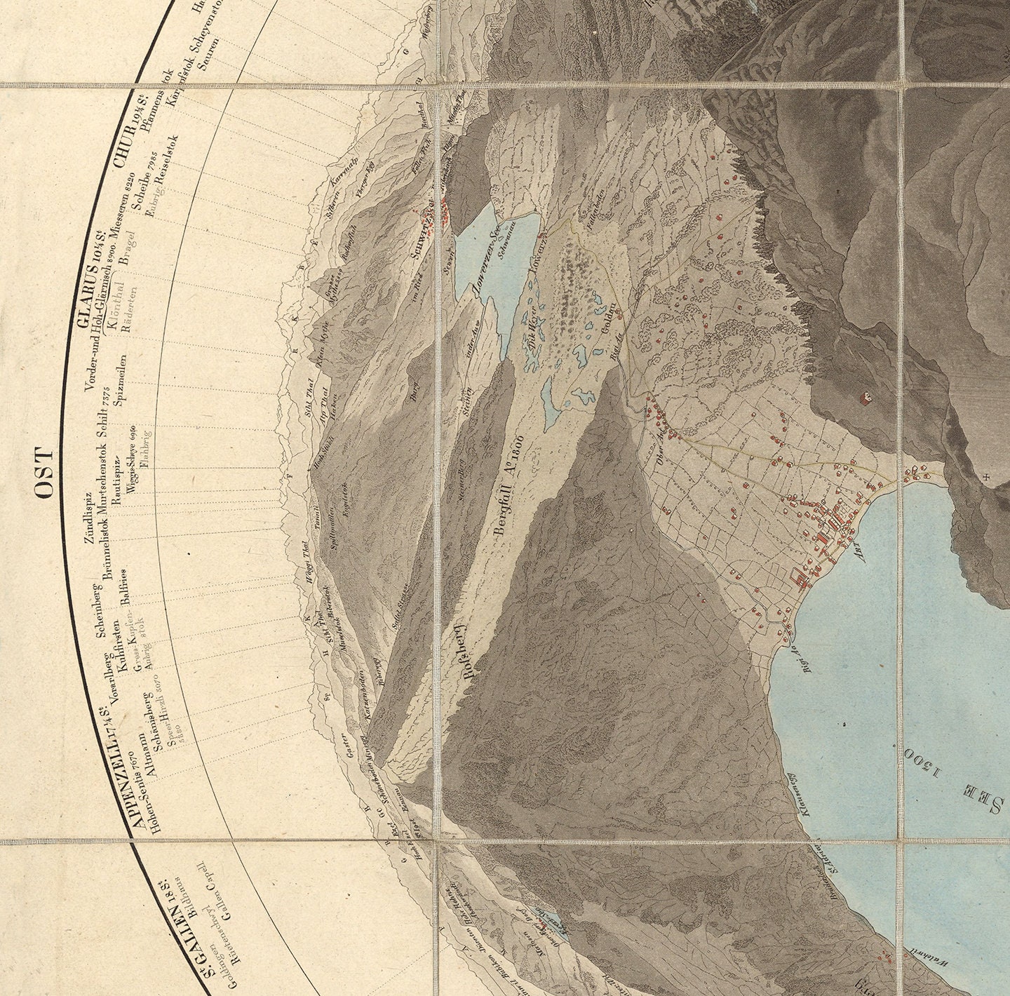 Map of Rigi Mountain Switzerland 1820. Vintage Home Deco Old - Etsy