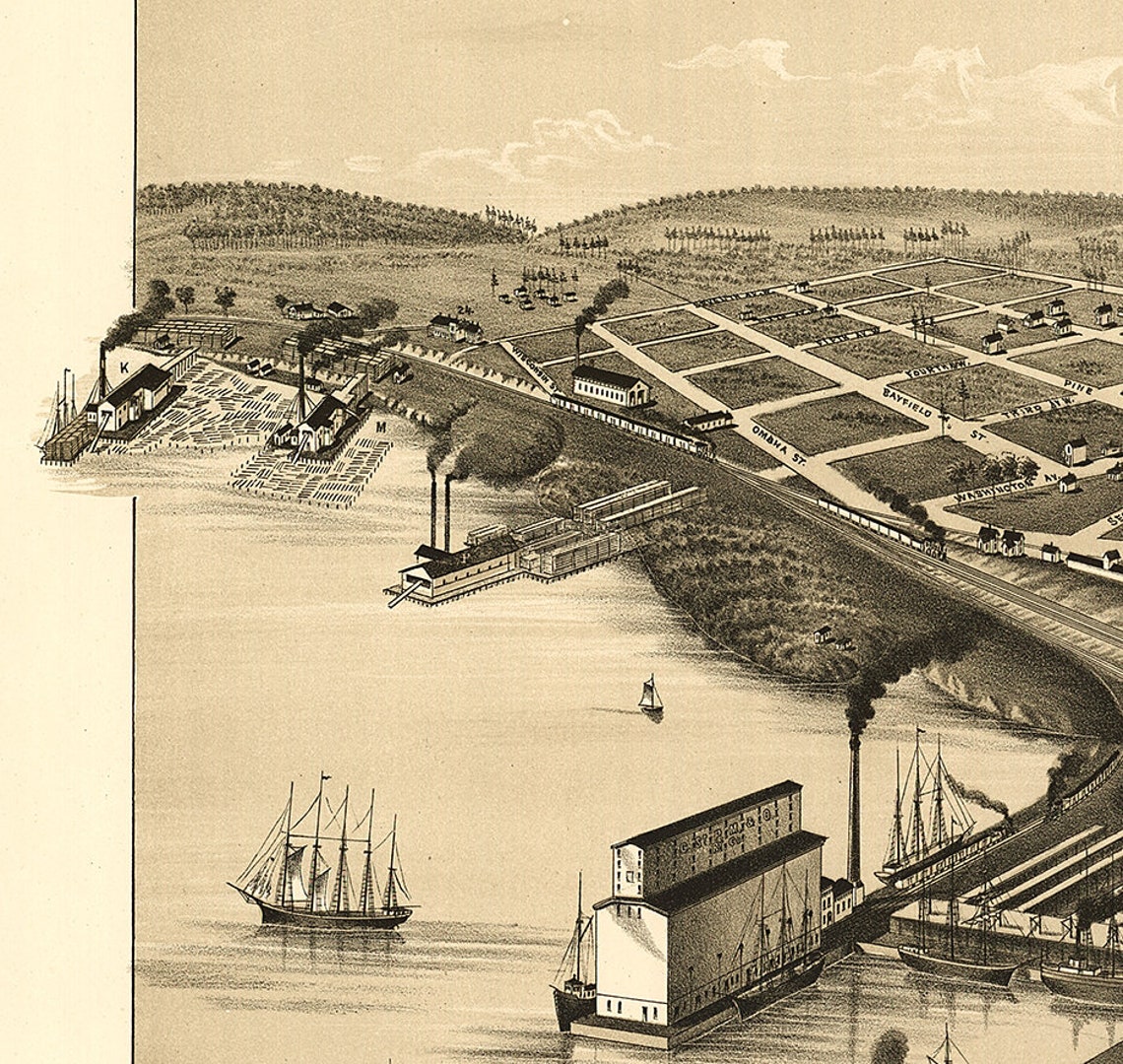 Map of Washburn Bayfield Co. Wisconsin 1886 WI. Vintage - Etsy