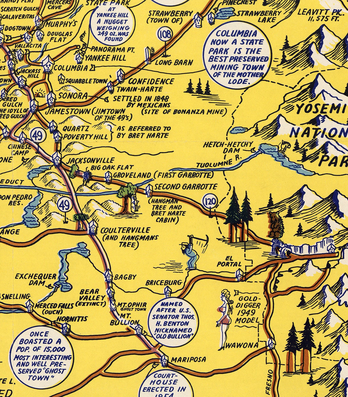 Map of Mother Lode : Where California Was Born. Vintage - Etsy