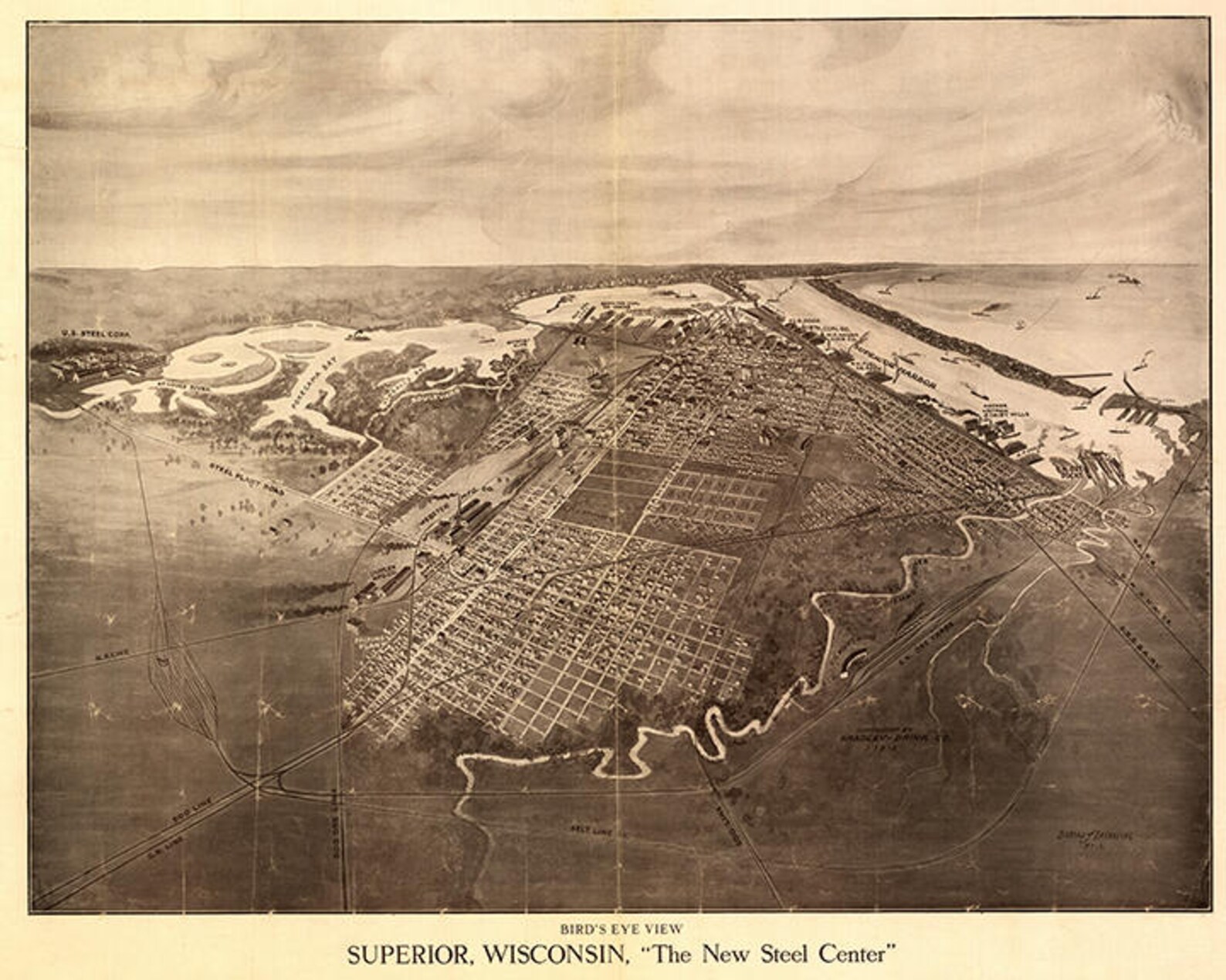 Map of Superior Douglas Co. Wisconsin 1913 WI. Vintage | Etsy