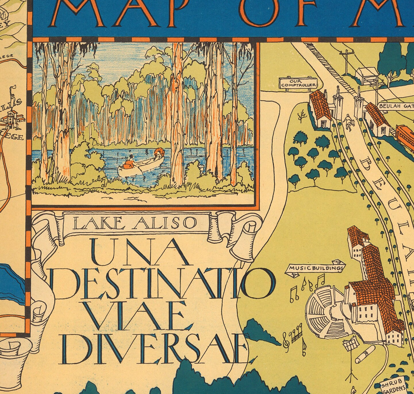 Map of Mills College Oakland CA. Home Deco Style Old - Etsy