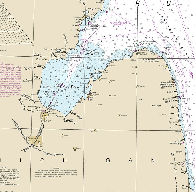 Nautical Charts of Lake Huron Great Lake. 14860. Georgian | Etsy