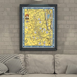 Map of Mother Lode : Where California Was Born. Vintage Reproduction ...