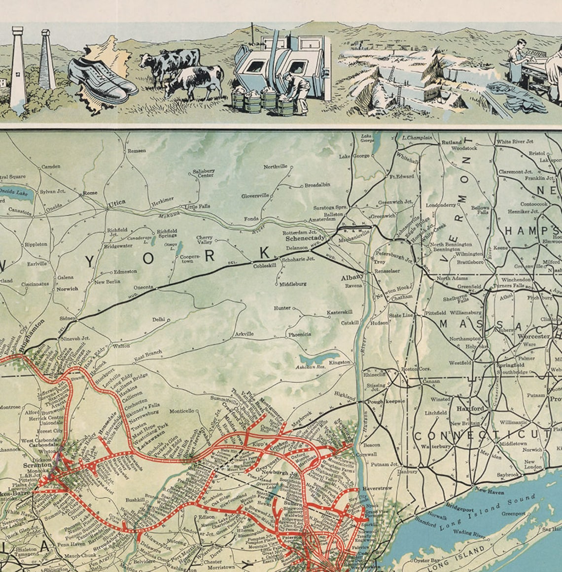 Map of the Erie Railroad Railroad and Its Principal | Etsy
