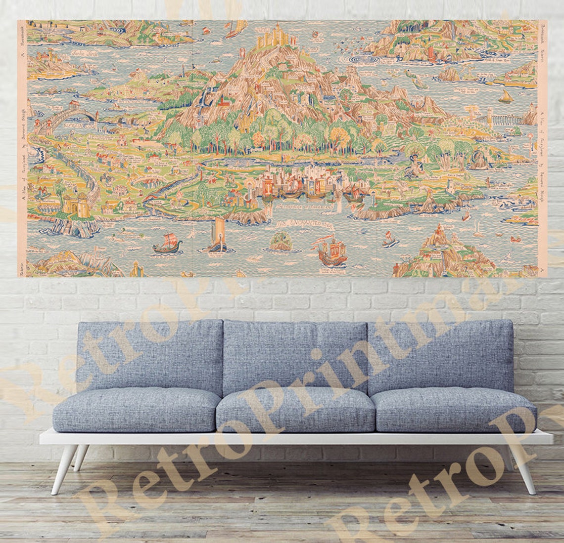 Bernard Sleigh's Map of the Fictive Place “fairyland” in 1920. Vintage ...