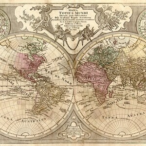 World Map of 1775 by Tobiae Conradi Lotter. Vintage Restoration ...