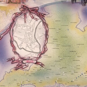 The Jane Austen Map of England. Home Deco Style Old Reproduction. - Etsy