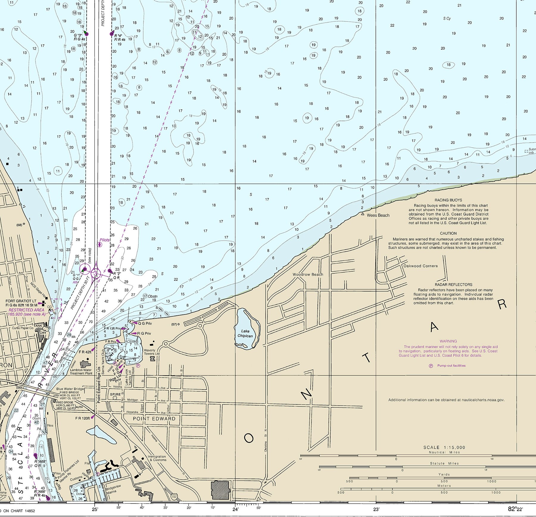 South End of Lake Huron Nautical Chart • Michigan Great Lakes Map ...