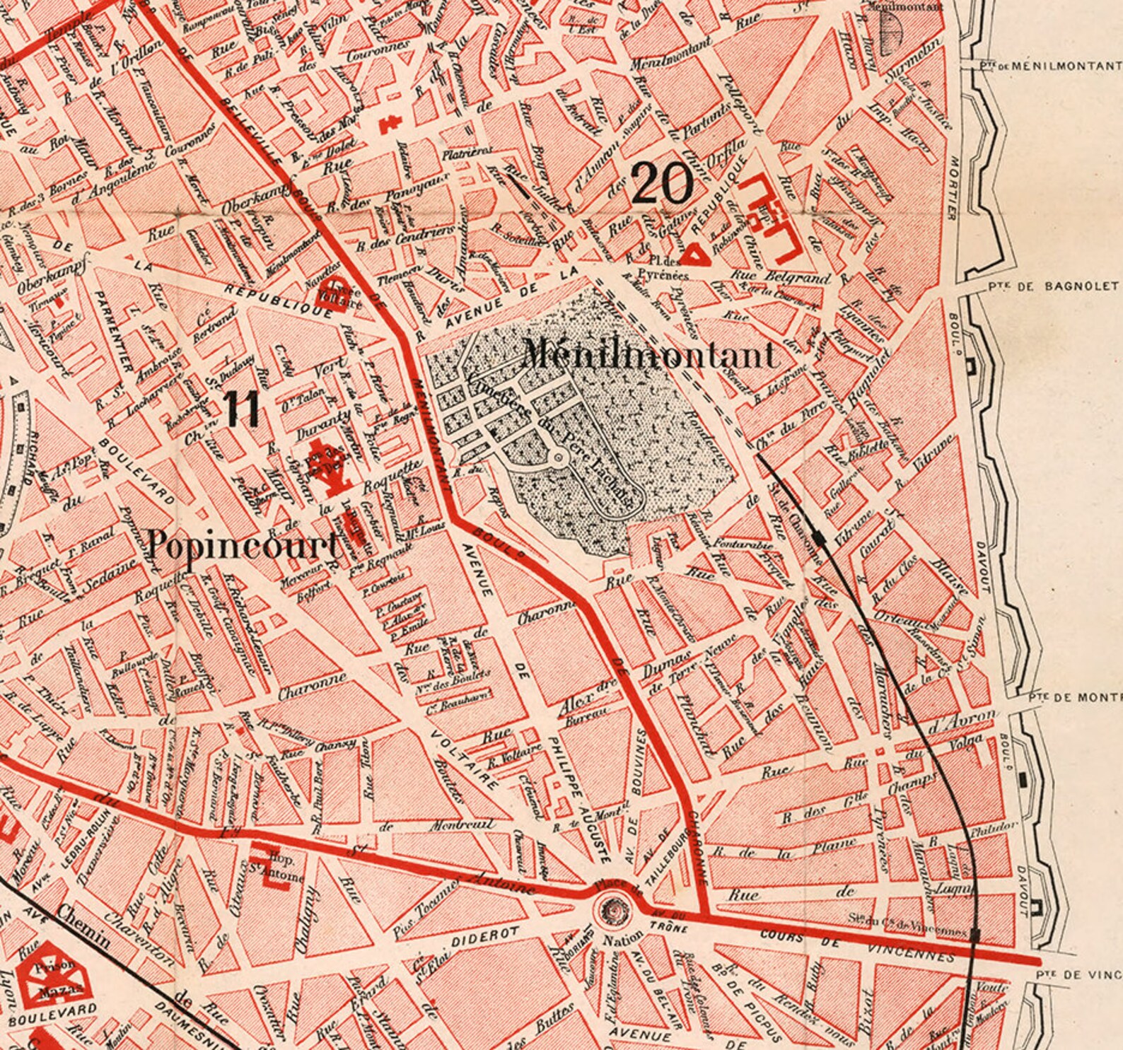 Map of Paris, France, 1892. Restoration Hardware Home Deco Style Old ...
