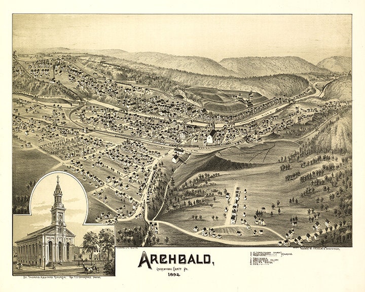 Map of Archbald Lackawanna Co. Pennsylvania PA 1892. | Etsy