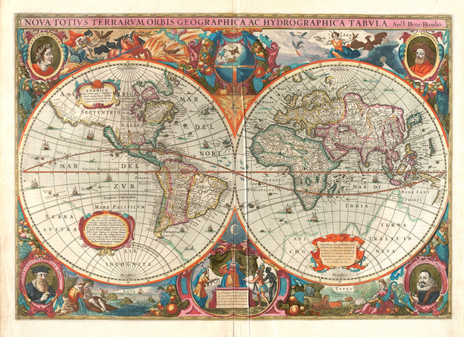 Map of the World in 1630 by Hendrik Hondius. Vintage | Etsy