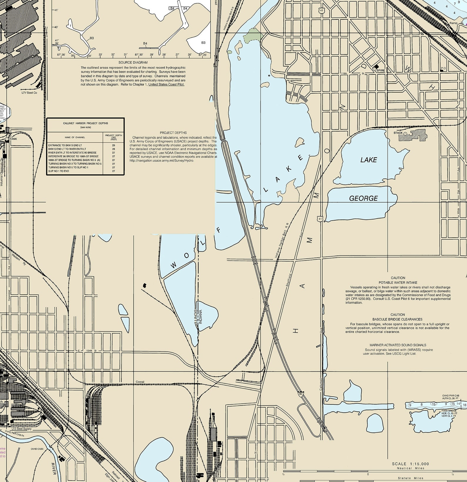 Nautical Chart of Calumet and Indiana Harbors. Lake Michigan. - Etsy