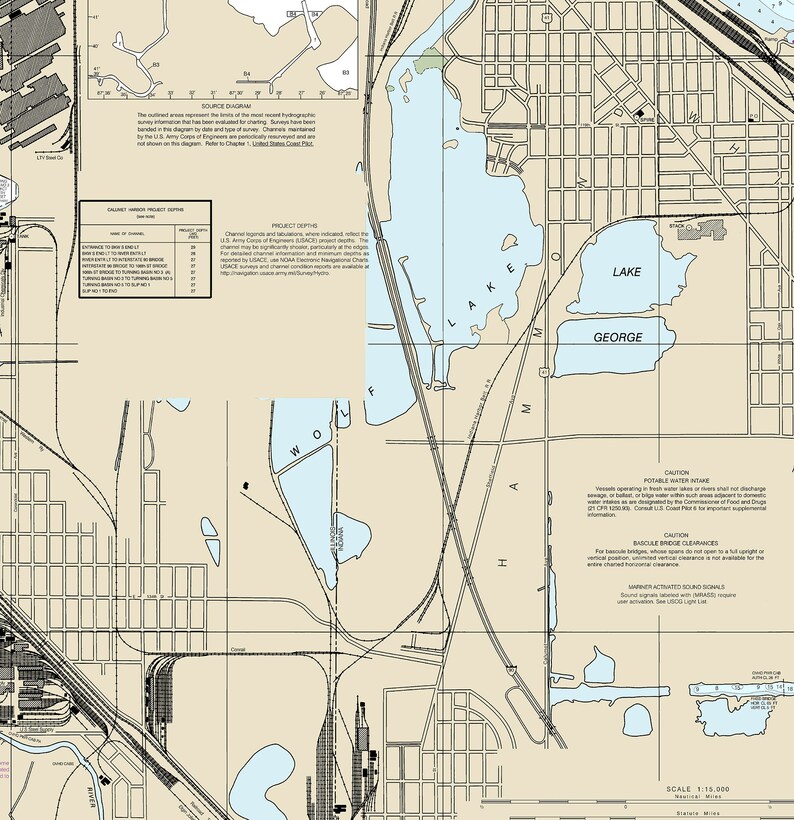 Nautical Chart of Calumet and Indiana Harbors. Lake Michigan. - Etsy