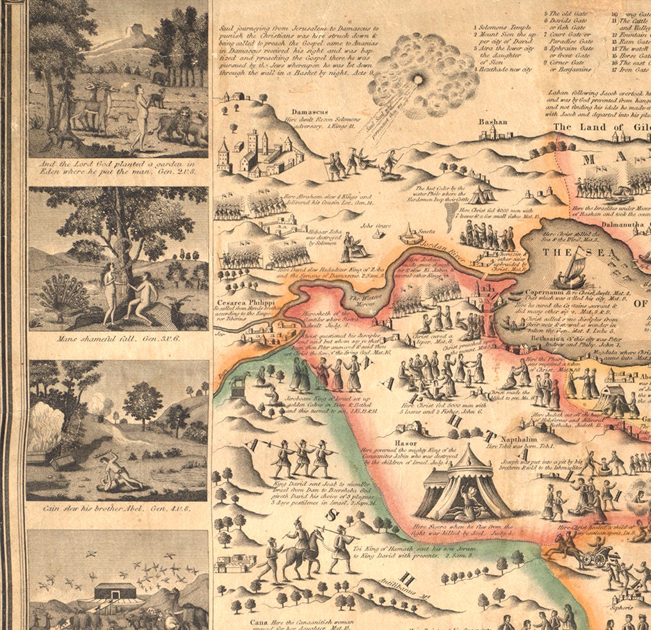Mapa de la Tierra Prometida y la ciudad santa de Jerusalén que | Etsy ...
