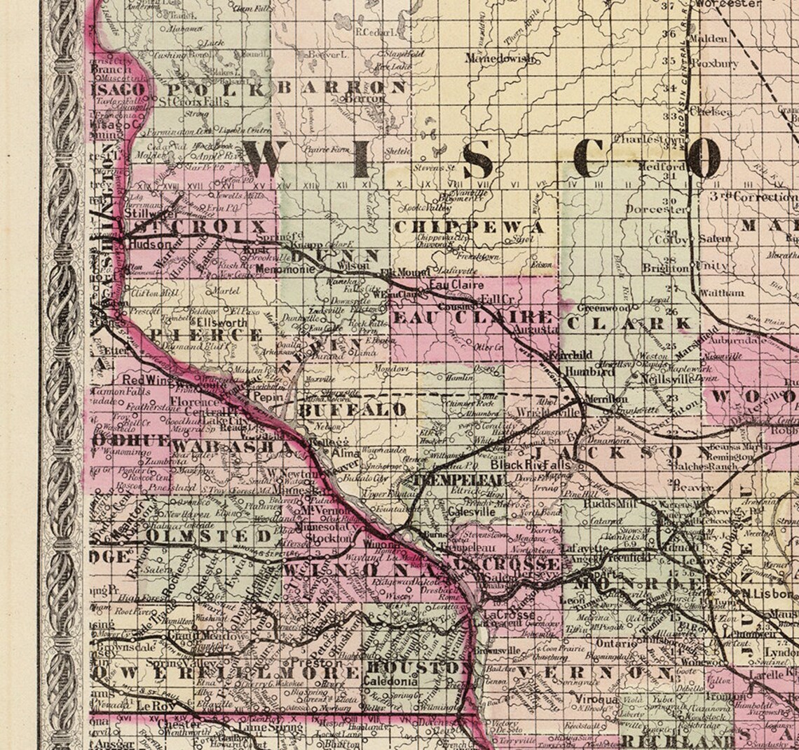 Map of the Wisconsin Lake Superior and Upper Peninsula | Etsy