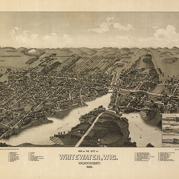 Old Maps of Whitewater Wisconsin - Etsy