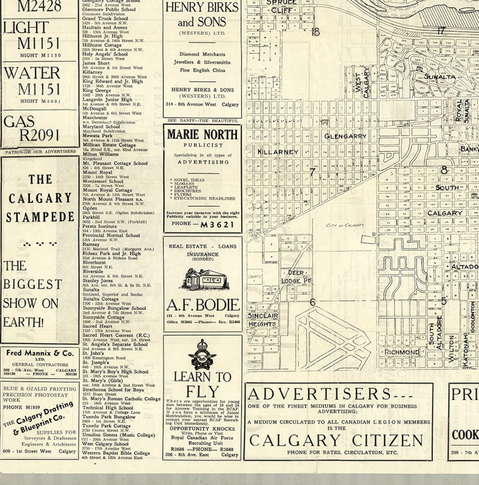 Map of Calgary Alberta Canada in 1950. Restoration Hardware | Etsy