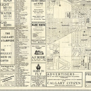 Map of Calgary, Alberta, Canada in 1950. Restoration Hardware Home Deco ...