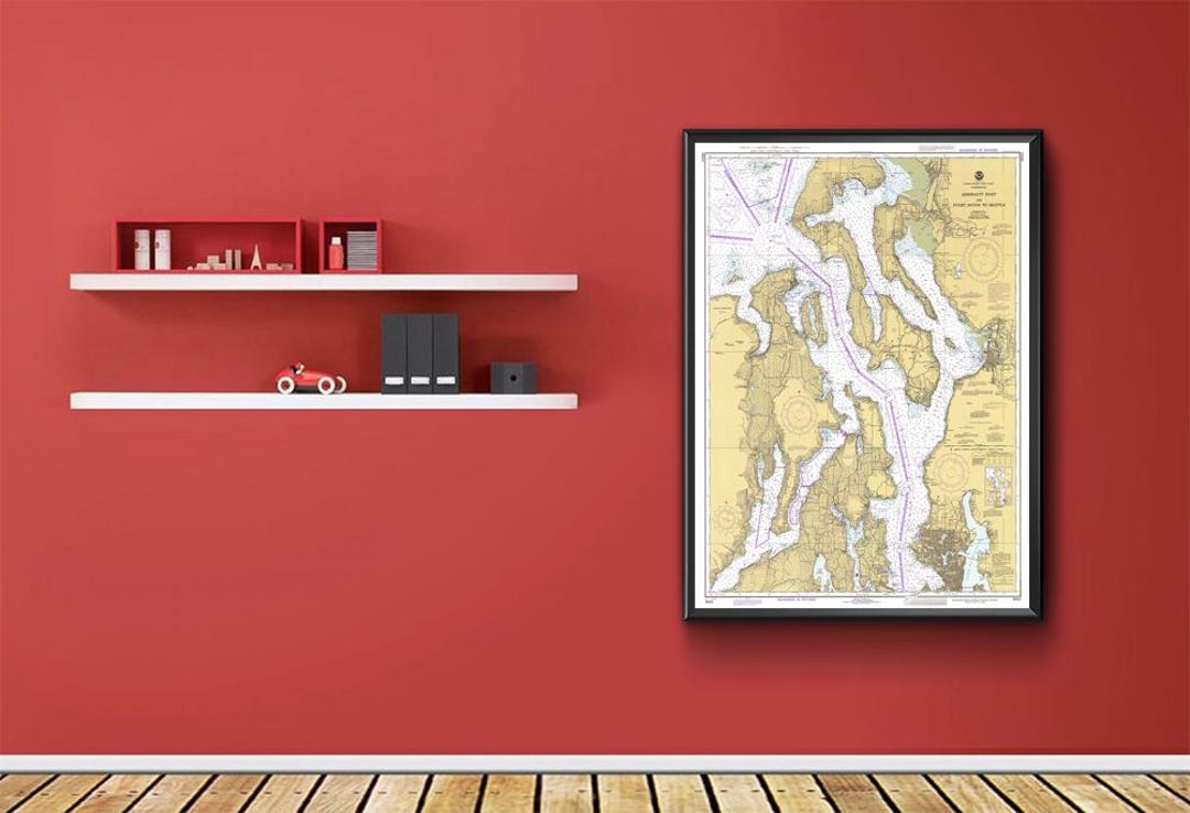 Admiralty Inlet Puget Sound to Seattle Washington Nautical Wall Art ...