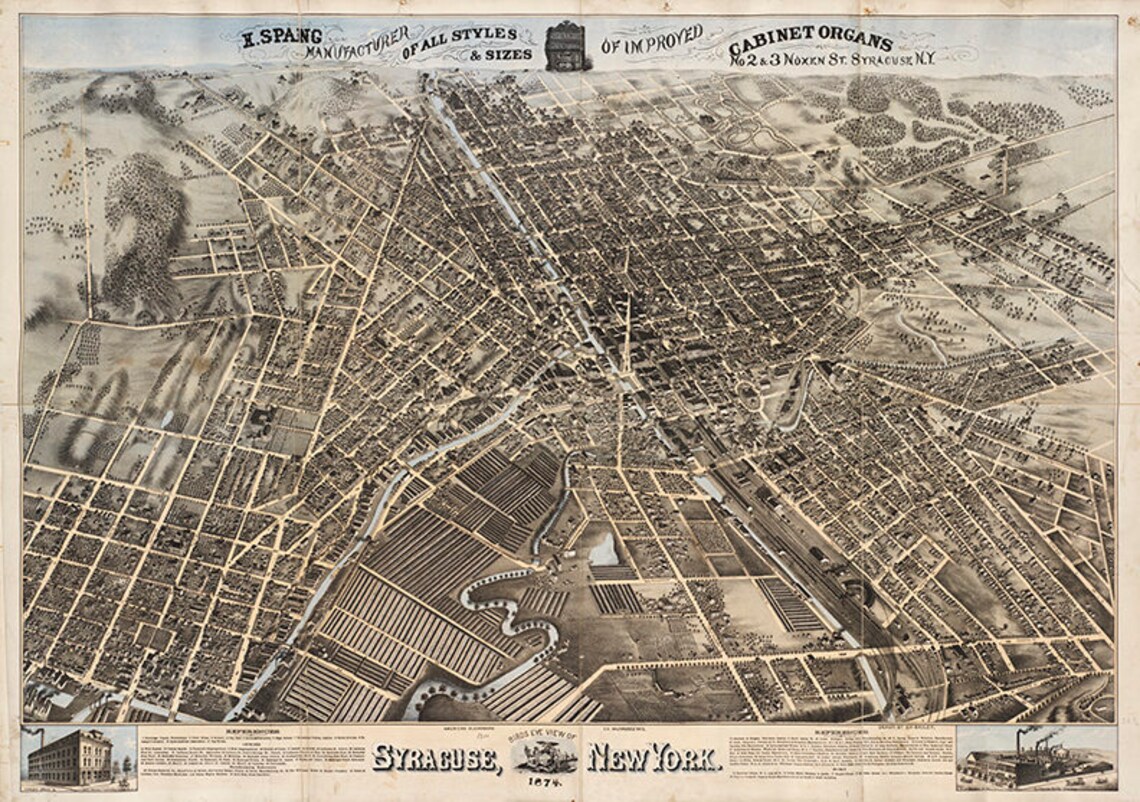 Map of Syracuse, New York : 1874 . Vintage Restoration Hardware Home ...