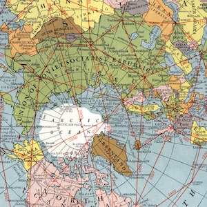 Polar Azimuthal Equidistant Projection. Flat Earth Map. 1943 WWII Wall ...