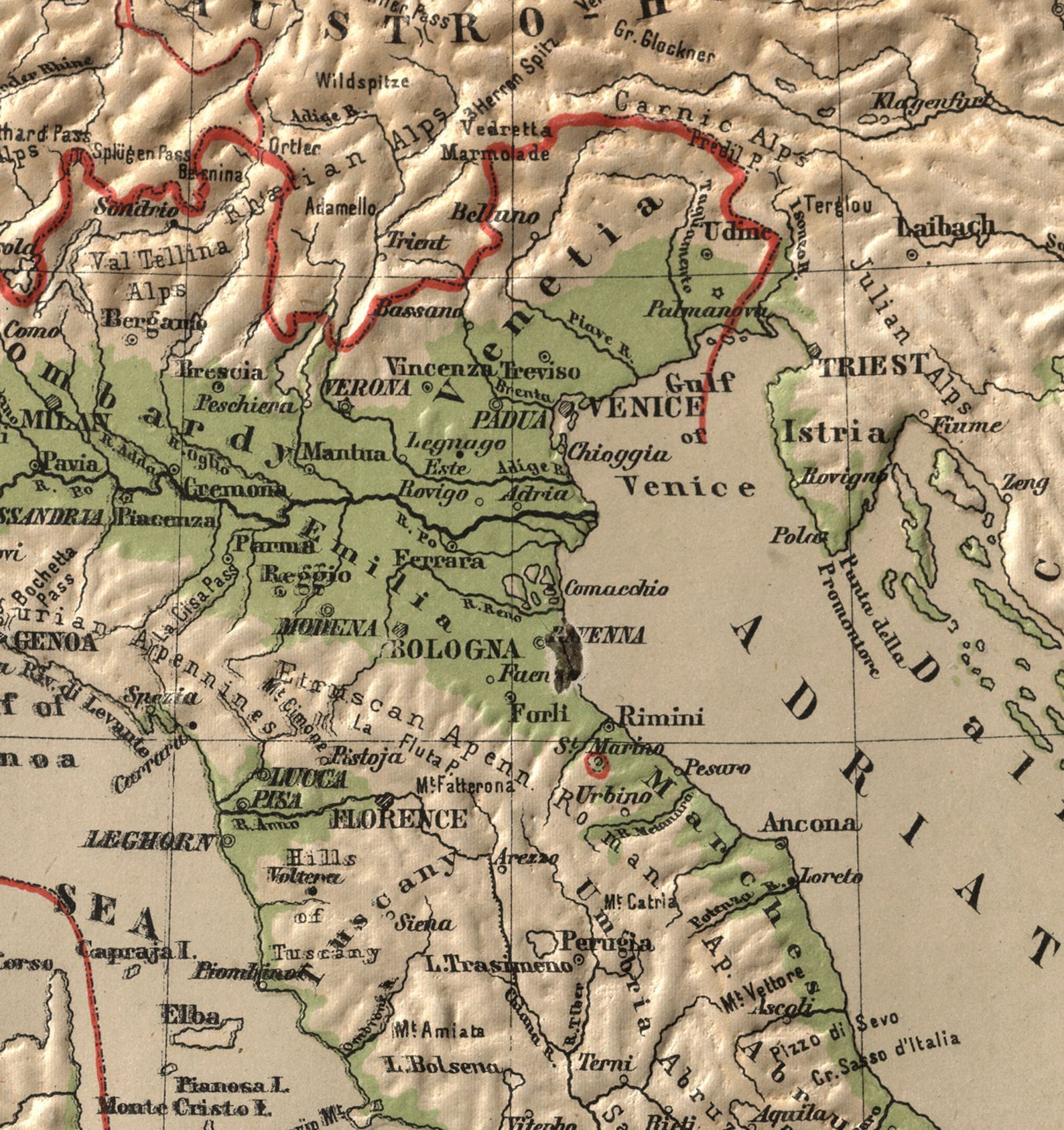 Map of Italy, 1880. Vintage Home Deco Style Old Wall Reproduction Map ...