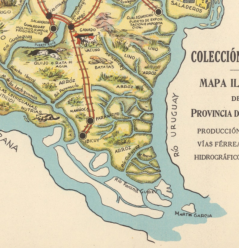 Pictorial Map of Entre Rios. Argentina. Vintage Home Deco | Etsy
