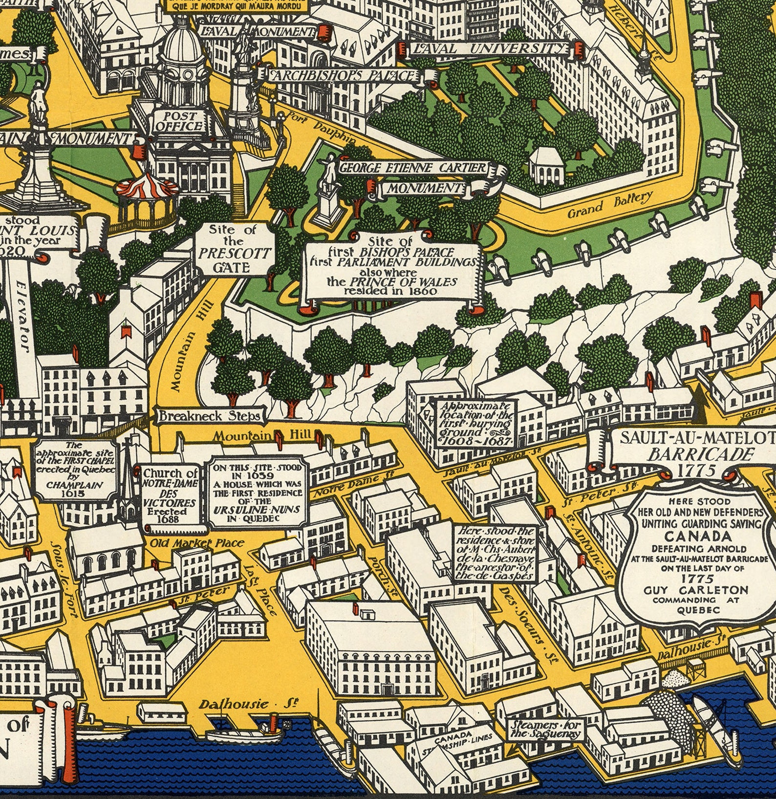 Pictorial Map of Quebec With Historical Notes. Vintage Home - Etsy