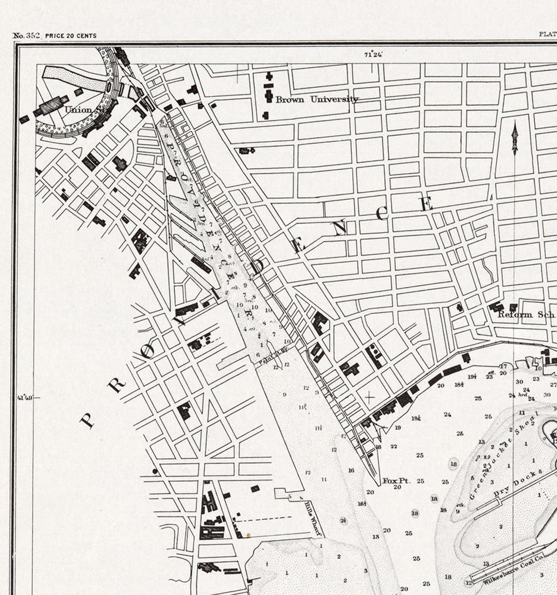 Map of Providence Harbor Nautical Charts Rhode Island RI. - Etsy