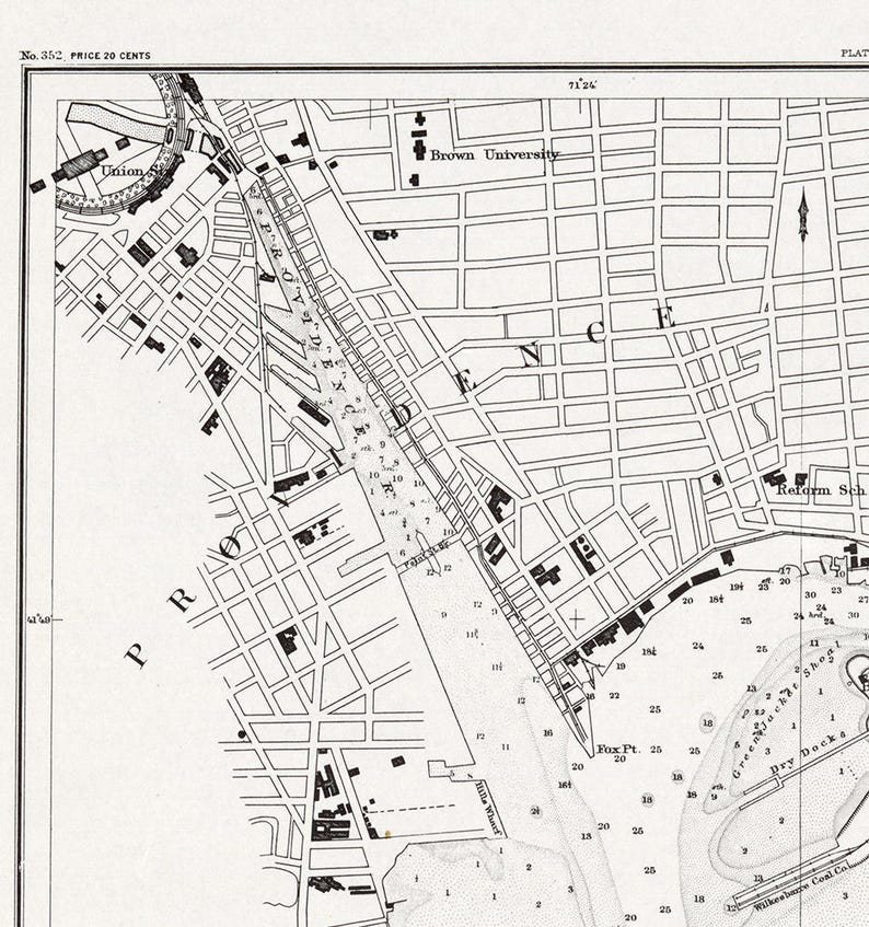 Map of Providence Harbor Nautical Charts Rhode Island RI. - Etsy