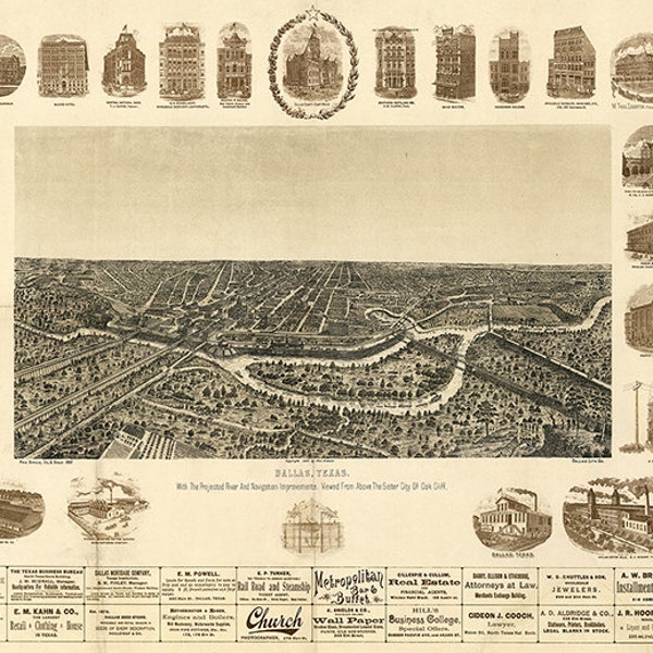 Oak Cliff Texas Map - Etsy