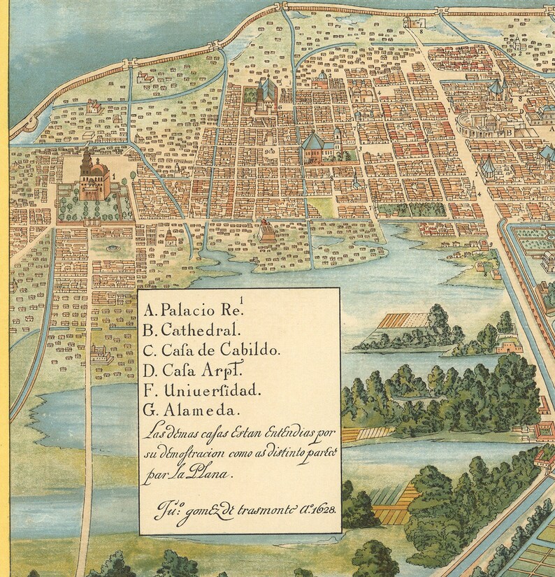 Pictorial Map of City of Mexico Forma Y Levantado De La | Etsy