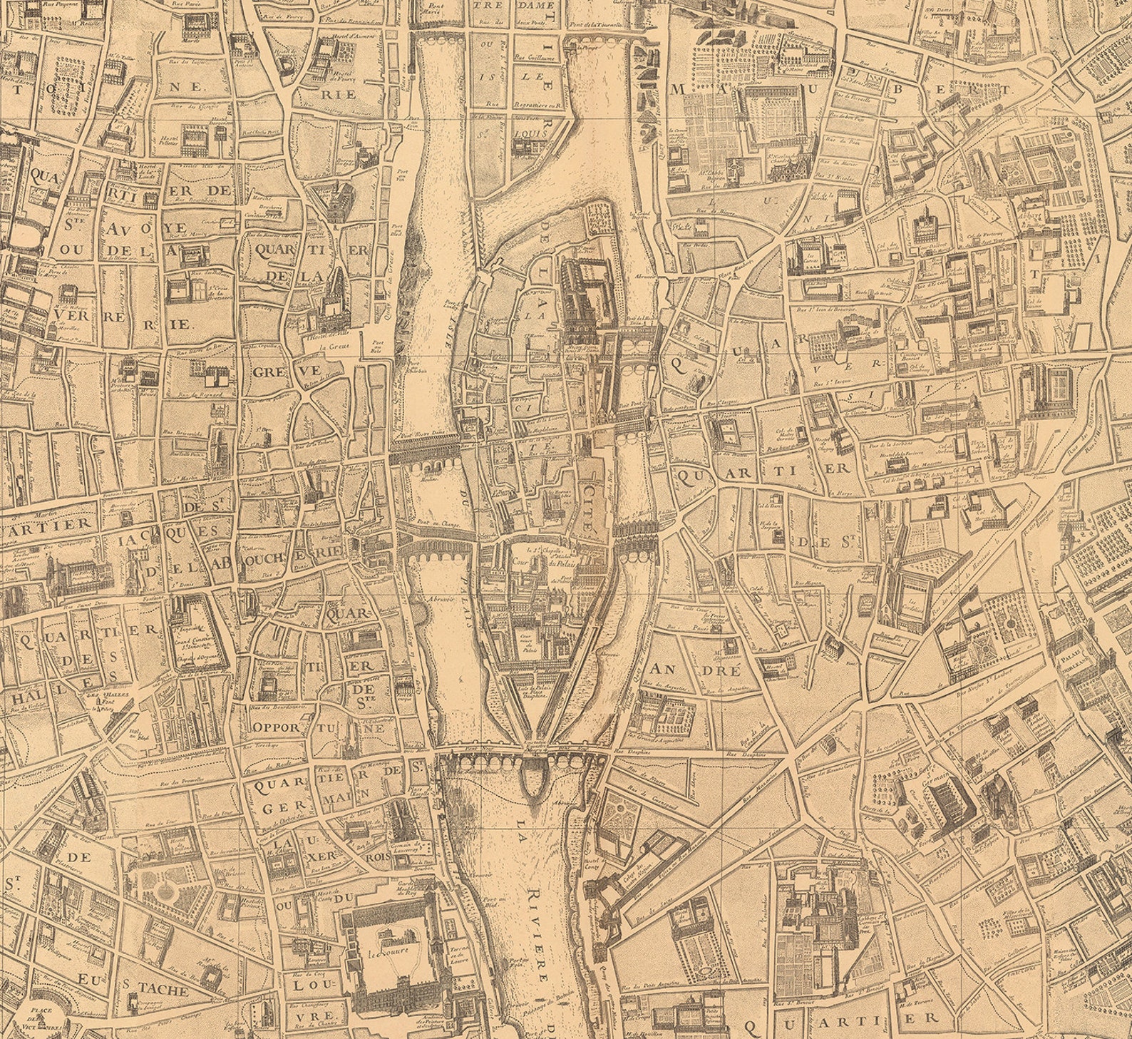 Plan De Paris. France 1710. Home Deco Style Old Wall Map. - Etsy