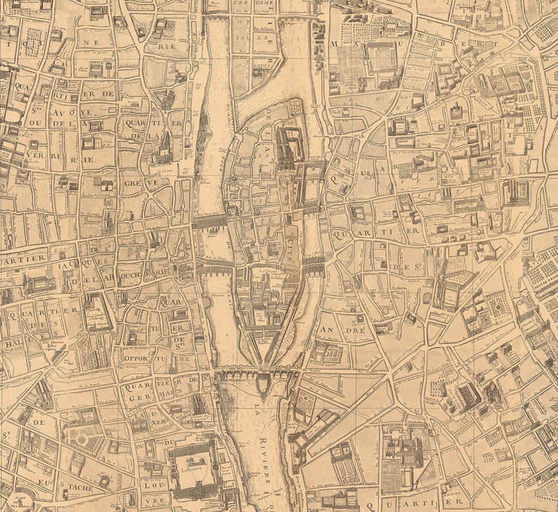 Plan De Paris. France 1710. Home Deco Style Old Wall Map. - Etsy