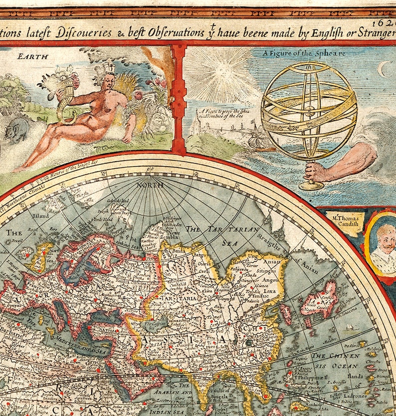 Map of the World in 1626 by John Speed. Vintage Restoration - Etsy