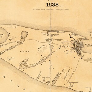 Map of Nantucket, Including Tuckernuck, Massachusetts Ma., 1838 ...