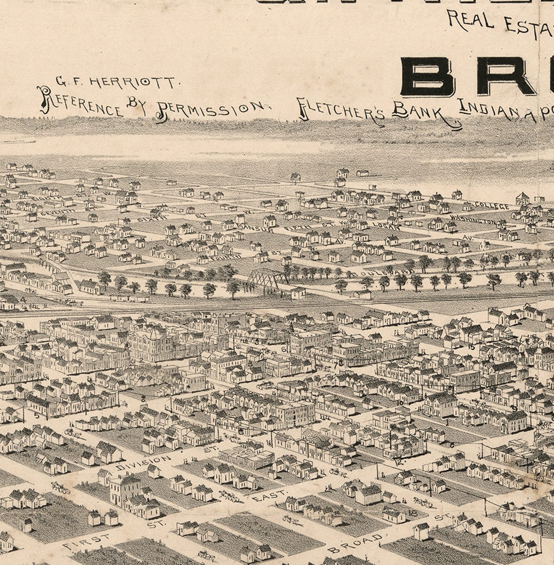 Map of Guthrie, Logan Co., Oklahoma 1890. Vintage Restoration Hardware ...