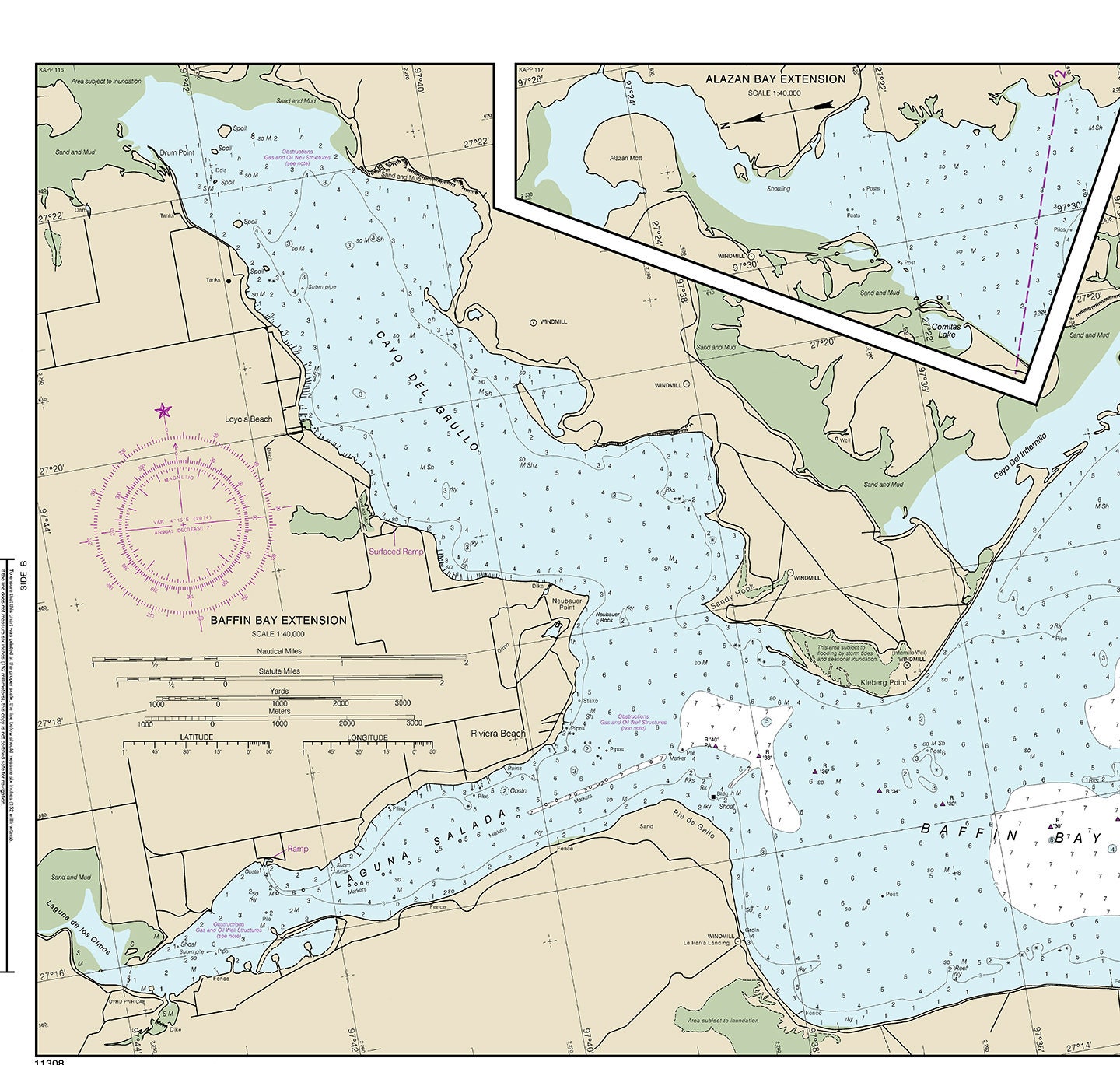 Nautical Charts of Redfish Bay to Middle Ground Including | Etsy