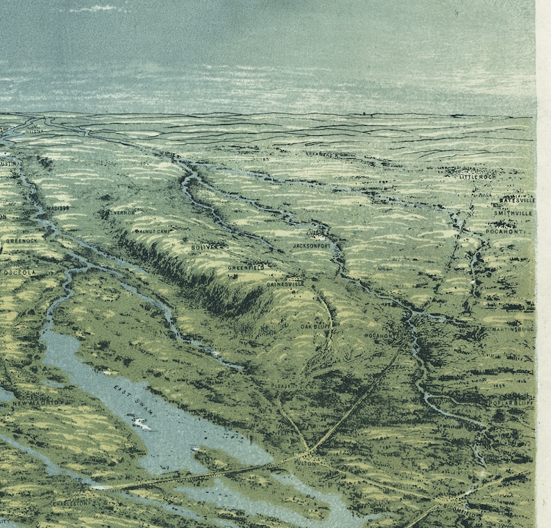 Map of Kentucky and Tennessee Showing Cairo and Part of the - Etsy