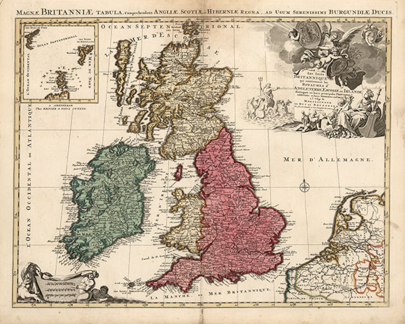 Map of British Isles, 1740. Vintage Restoration Hardware Home Deco ...
