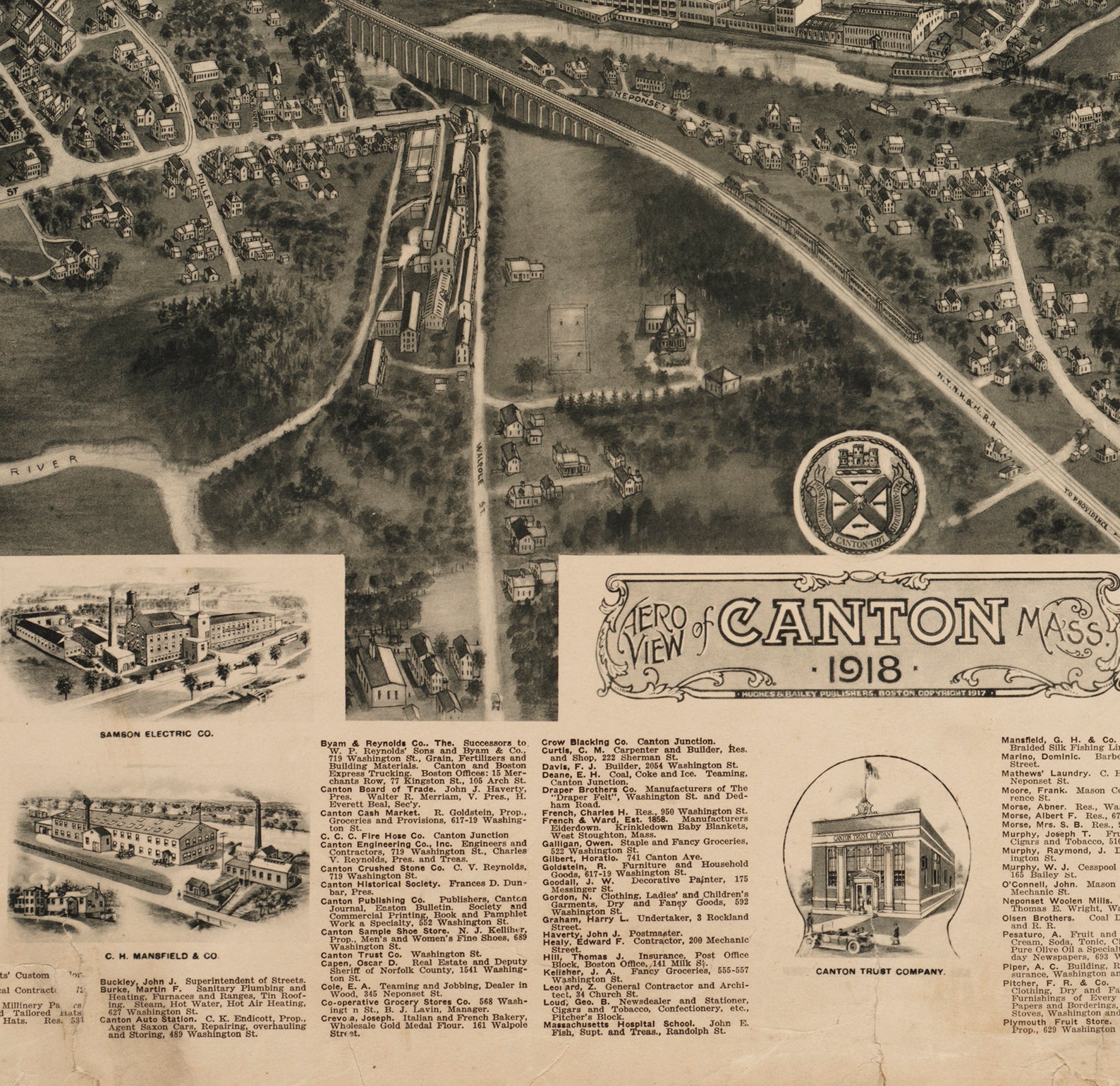 Map of Canton Norfolk Co. Massachusetts MA 1918. Home Deco - Etsy